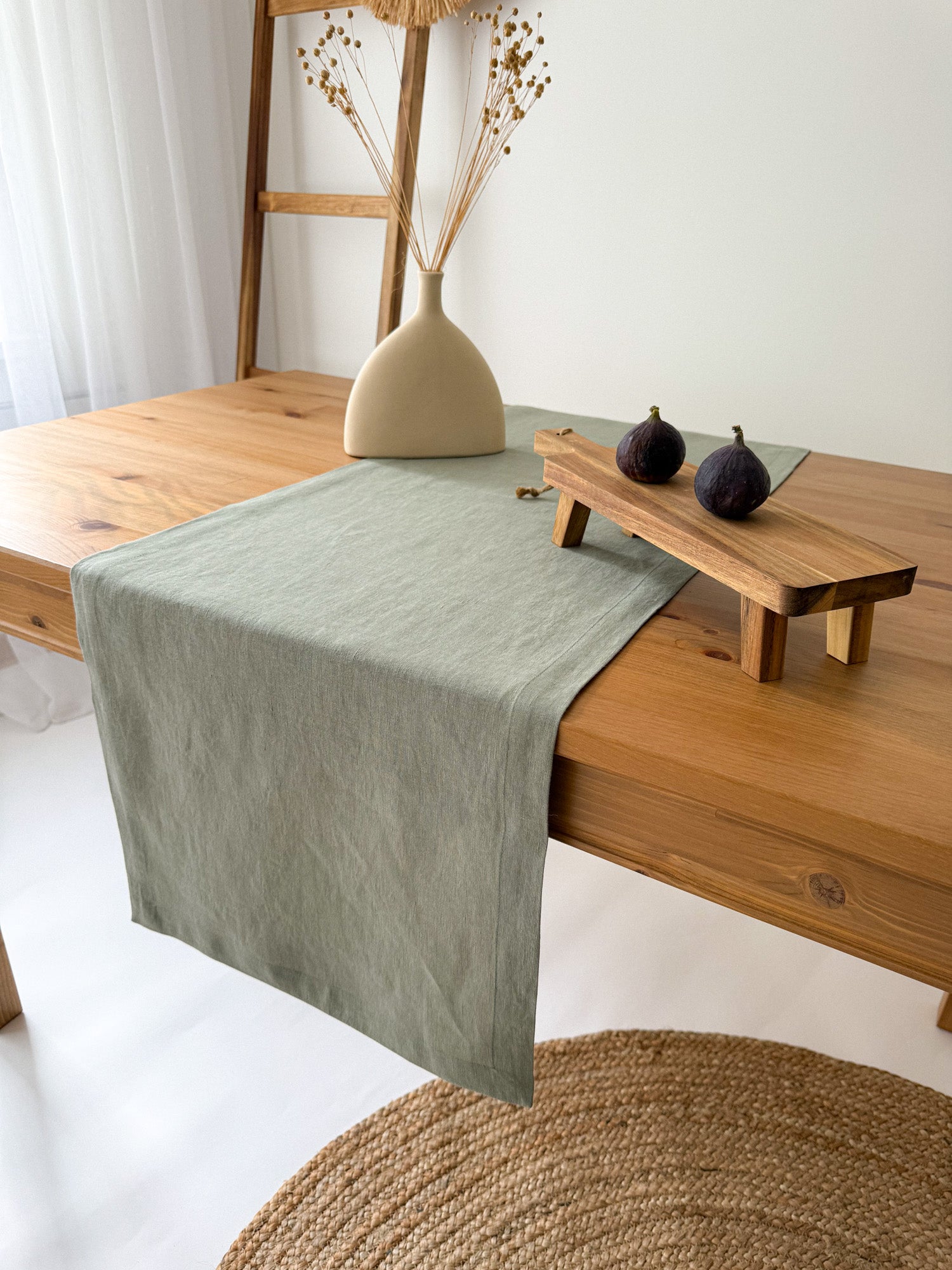 Sage Green Linen Table Runner | Linen Notes