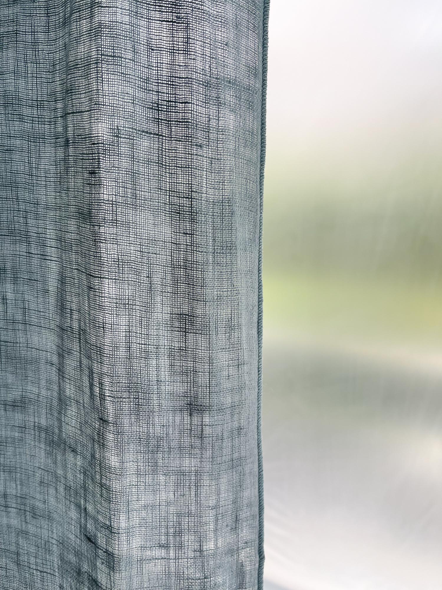Stone Blue Transparent Linen Gauze Curtains – Airy Drapes – Linen Notes