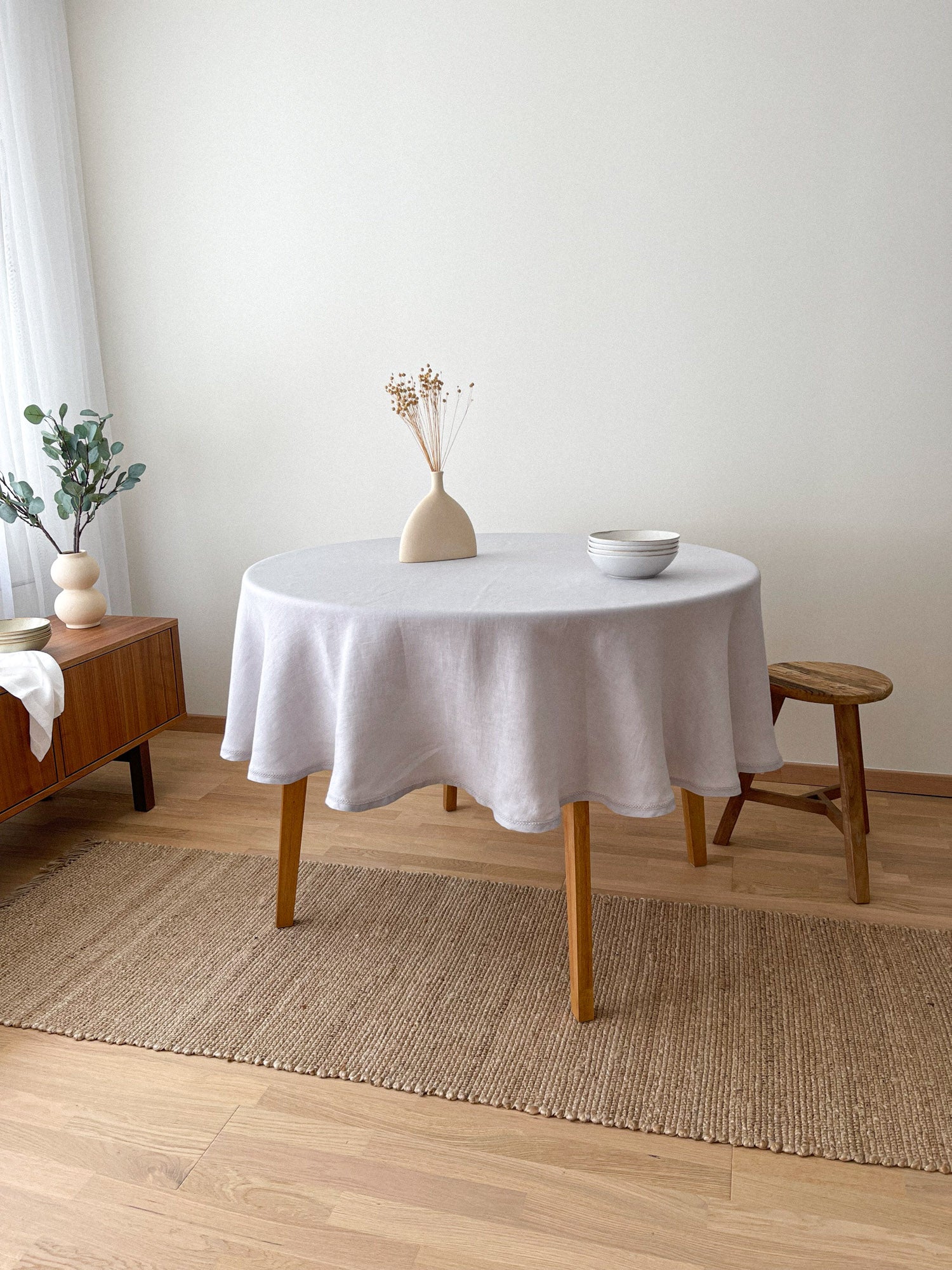 Light Gray Round Linen Tablecloth | Handmade & Premium Quality – Linen ...