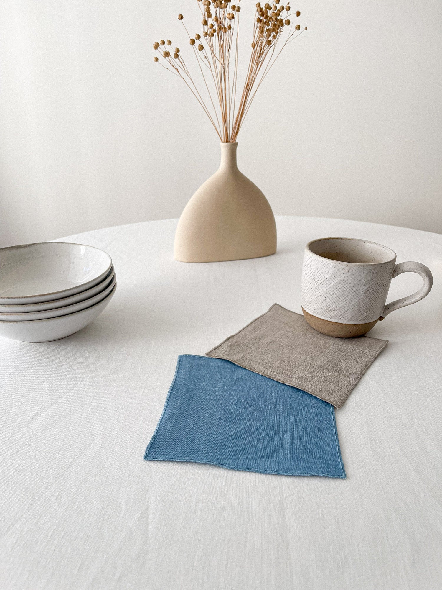 Light Blue Linen Coaster Sets – Fresh & Chic – Linen Notes