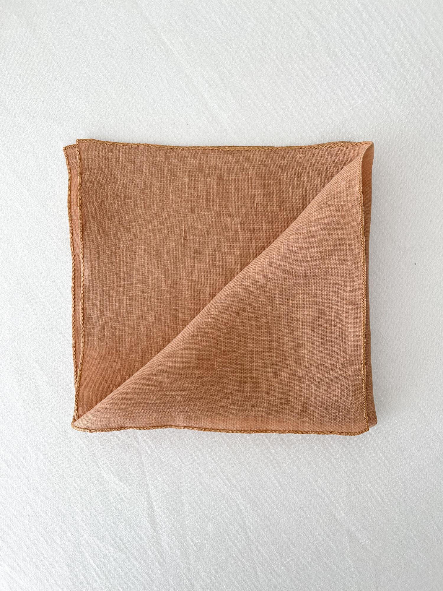 Tan Washed Linen Napkins with Stitch Edges | Linen Notes