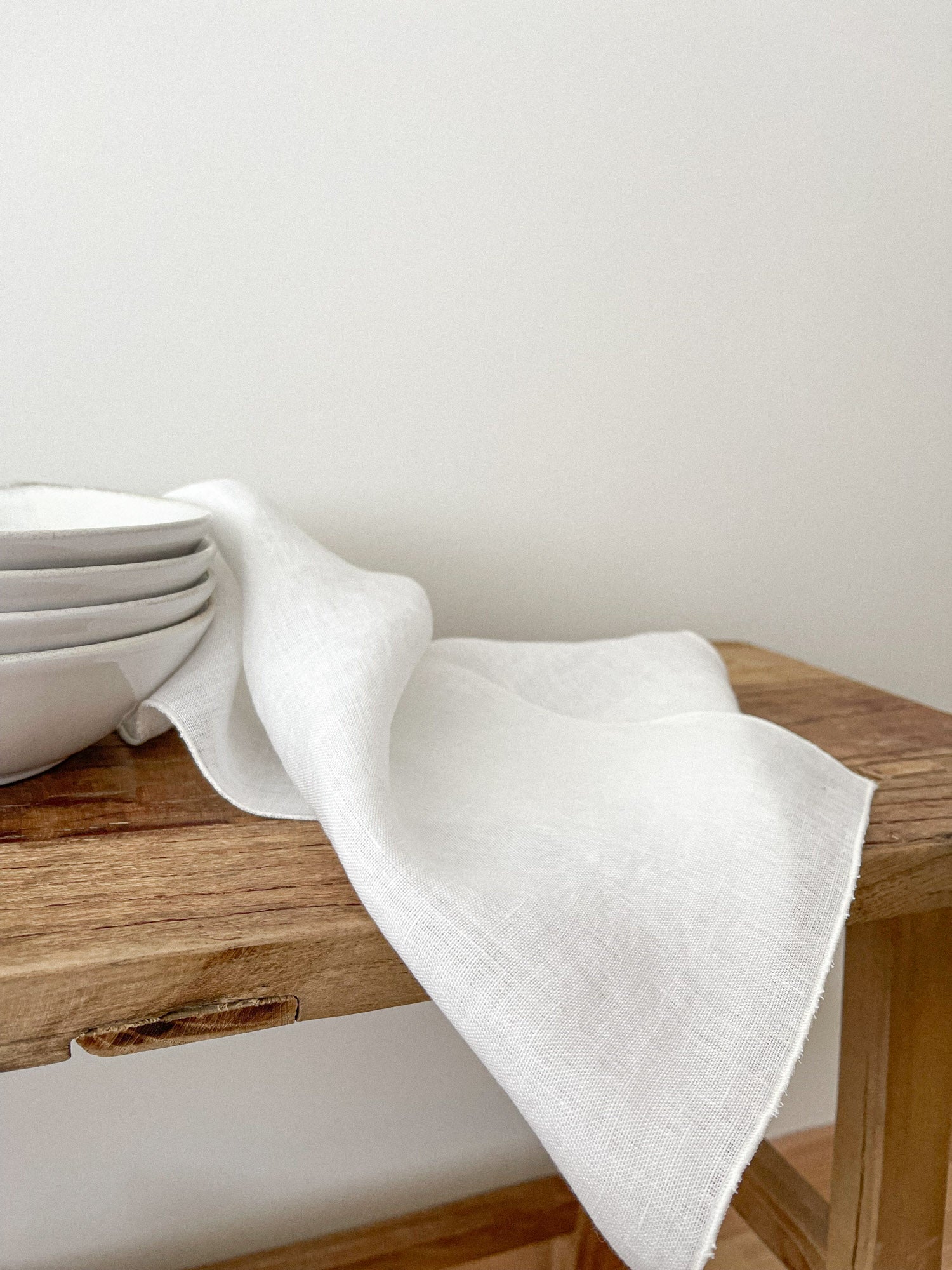 Off White Washed Linen Napkins with Stitch Edges | Linen Notes