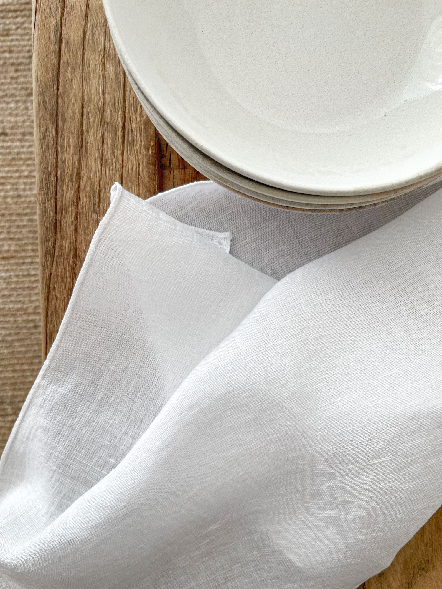 White Washed Linen Napkins with Stitch Edges | Linen Notes