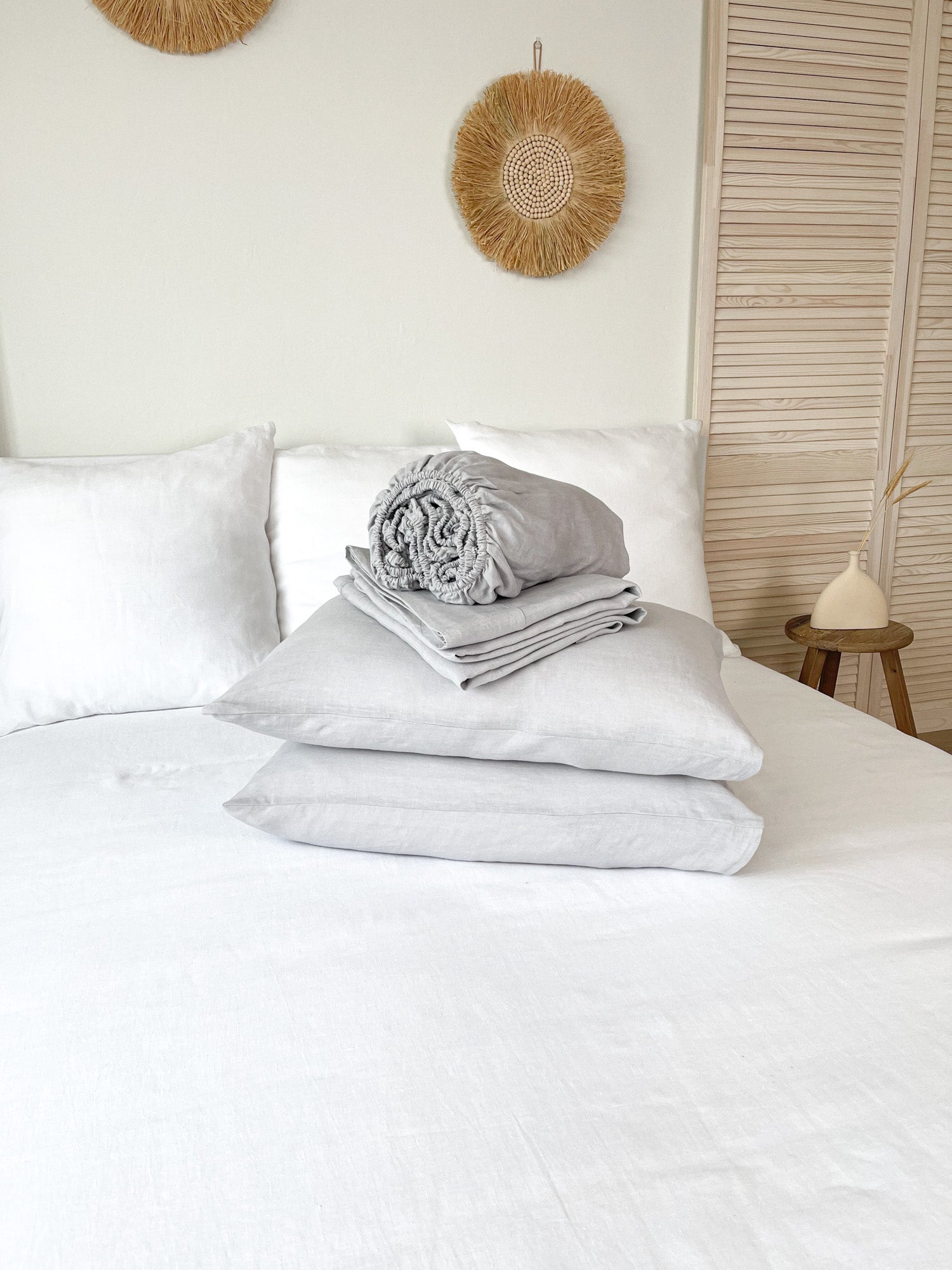 Light Gray Flax Linen Sheets – Hypoallergenic & Breathable – Linen Notes