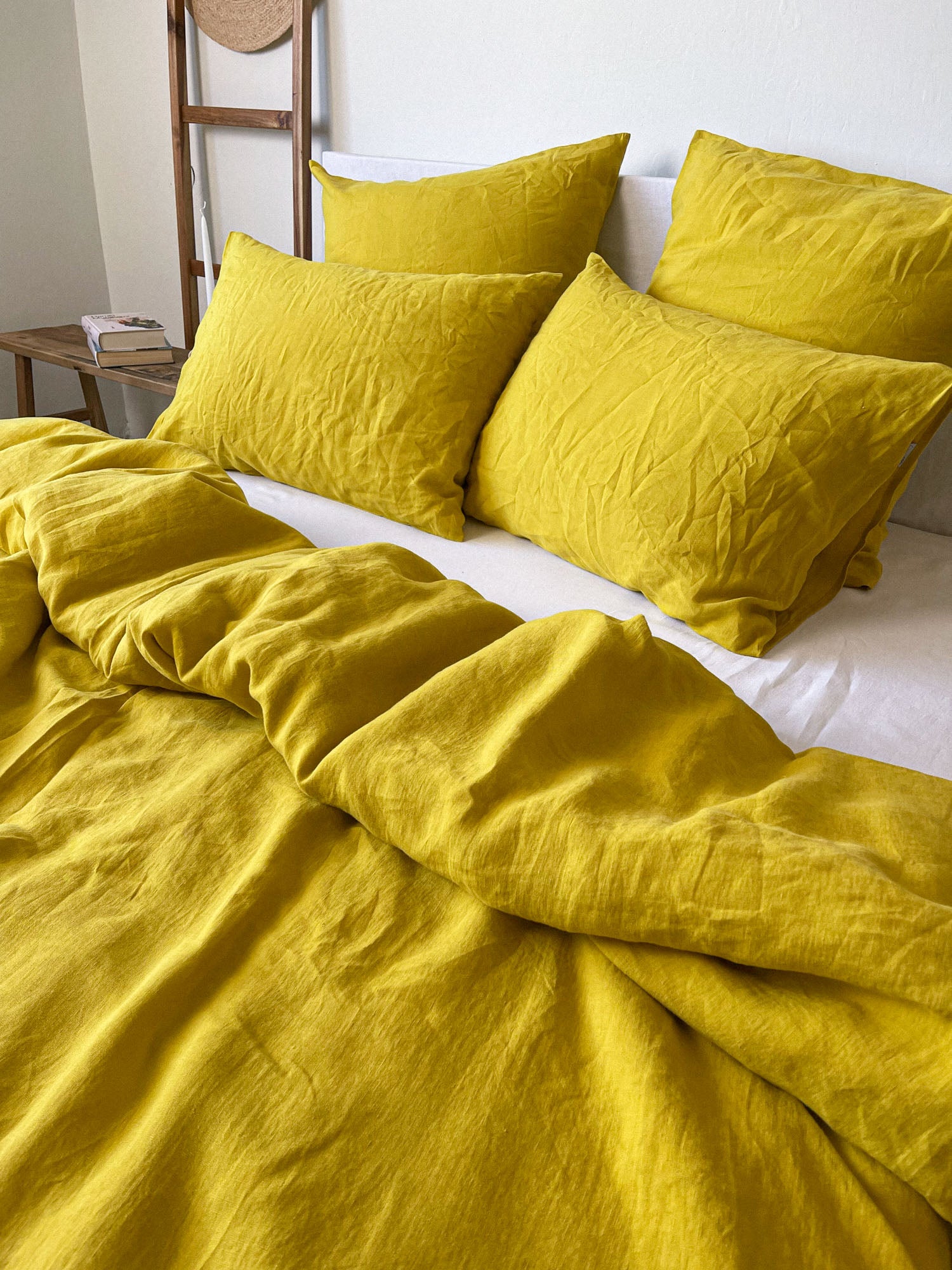 Chartreuse Yellow Linen Bedding – Handmade & High Quality – Linen Notes