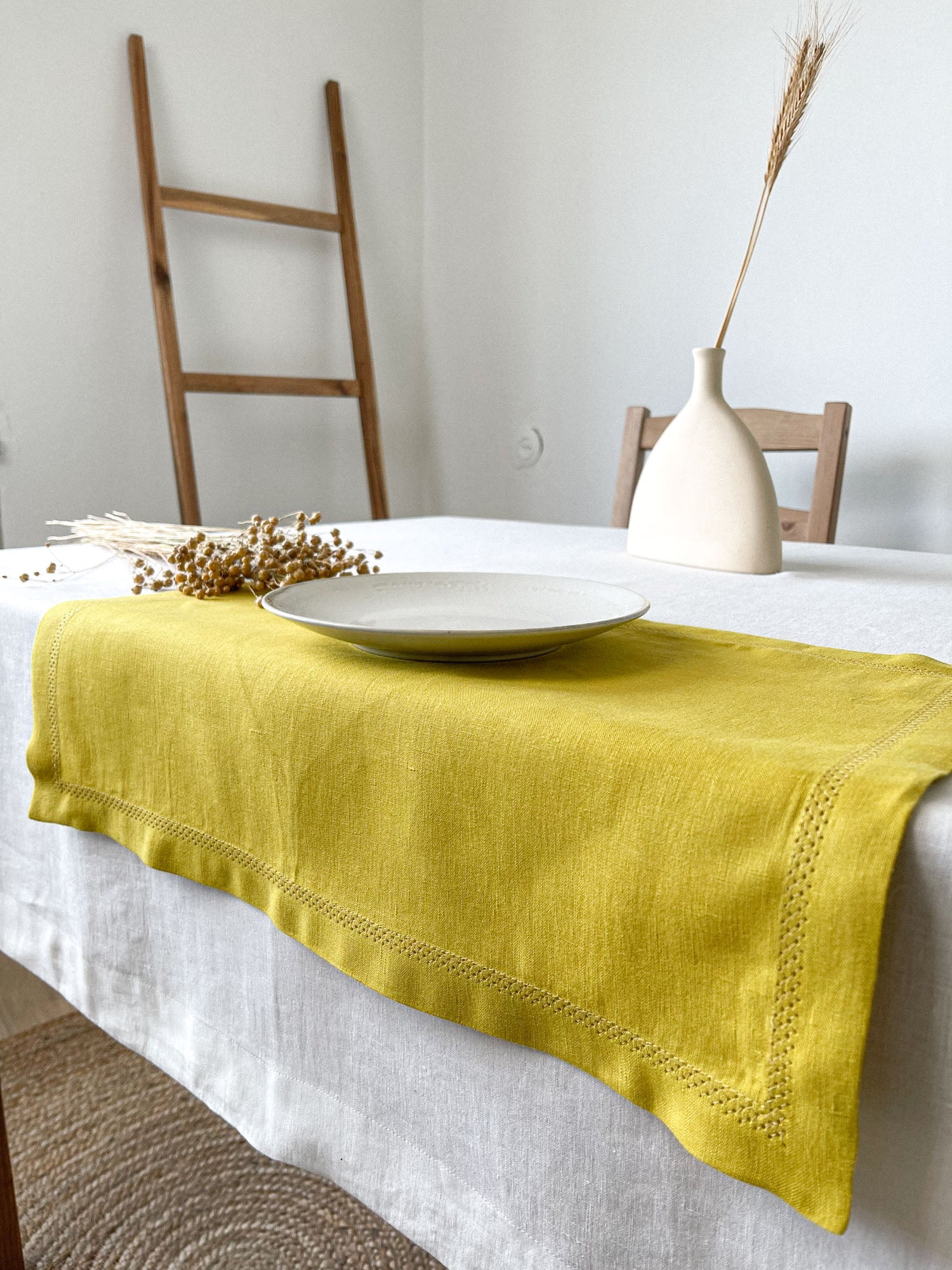 Yellow Hemstitch Linen Placemat | Linen Notes