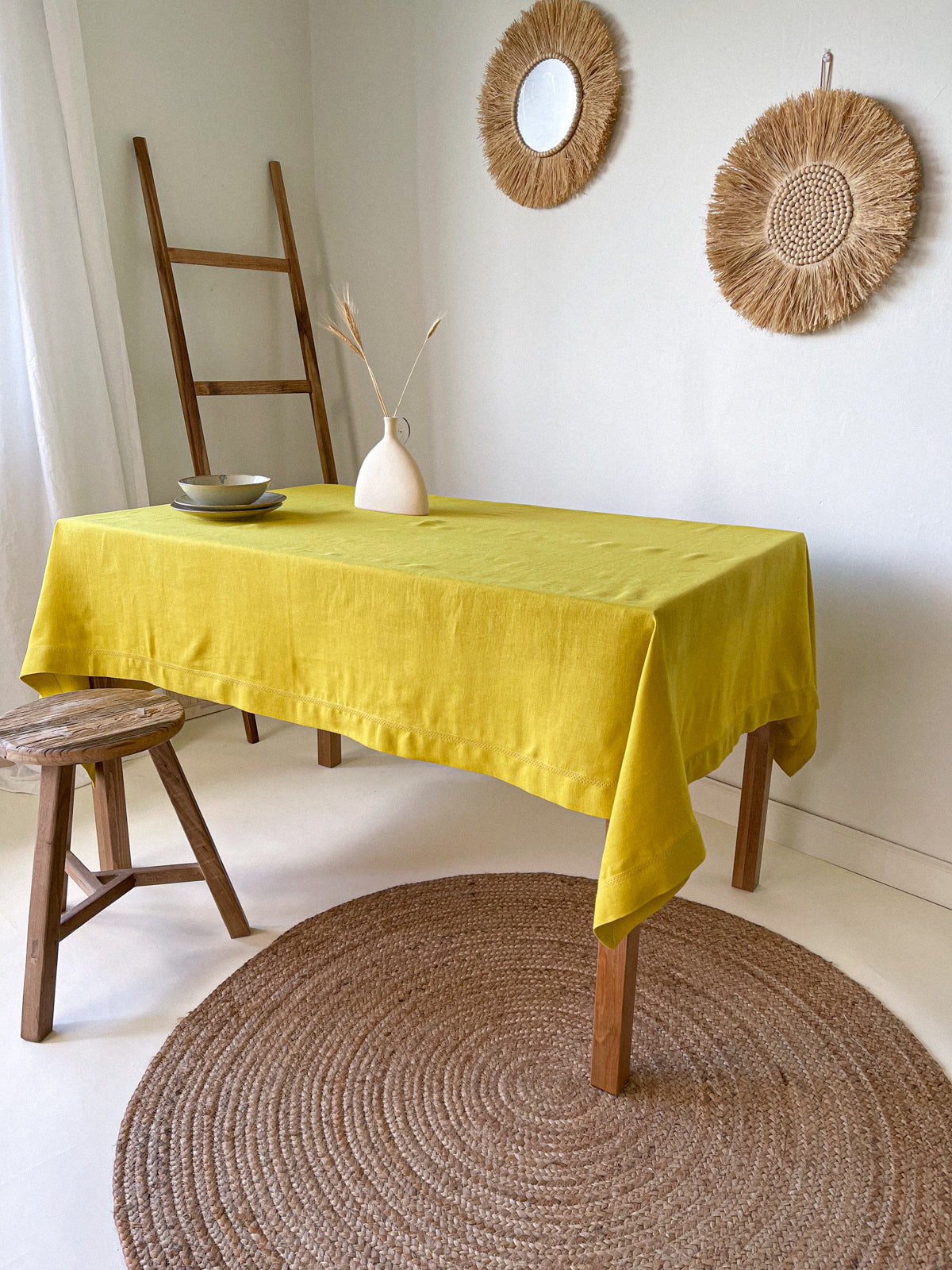Yellow Chartreuse Linen Tablecloth with Hemstitch – Linen Notes