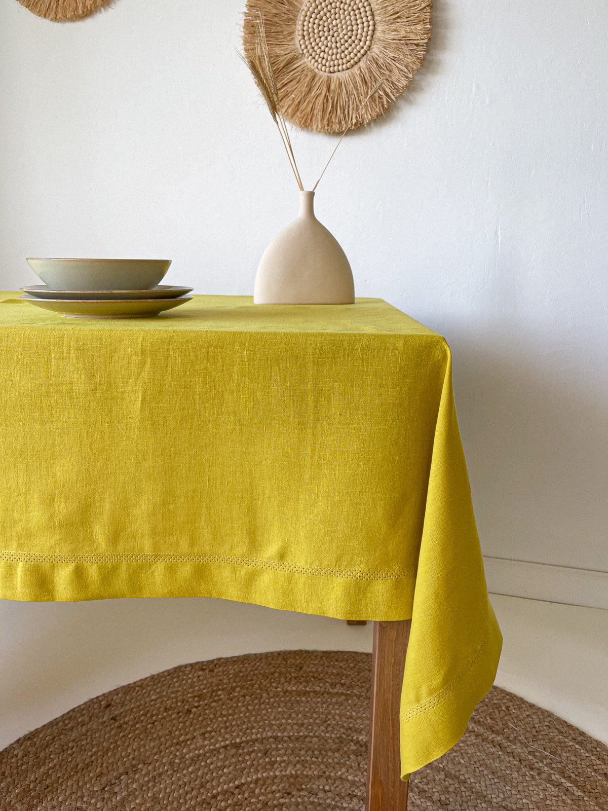 Yellow Chartreuse Linen Tablecloth with Hemstitch – Linen Notes
