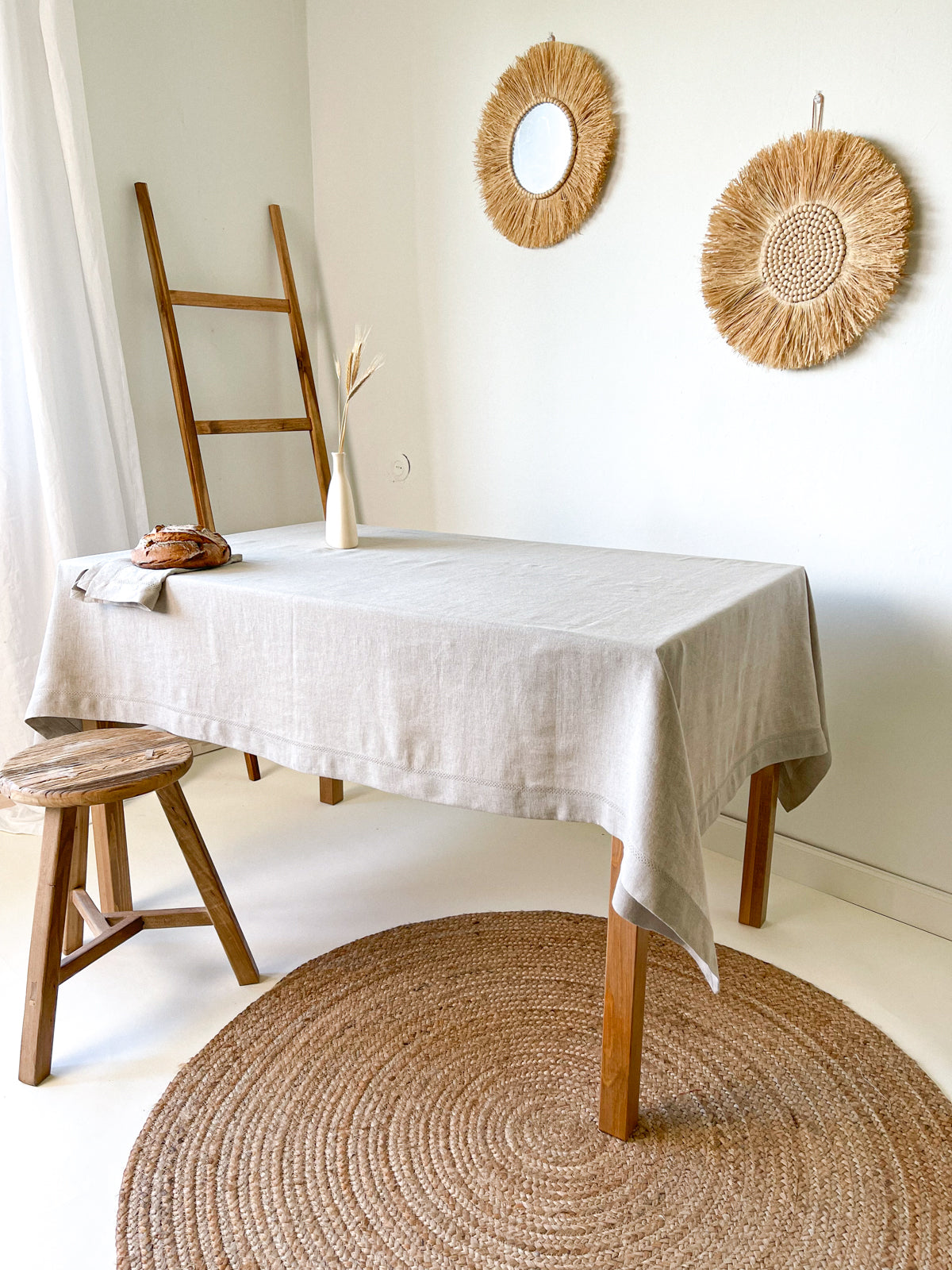 Beige Natural Flax Linen Tablecloth with Hemstitch – Linen Notes