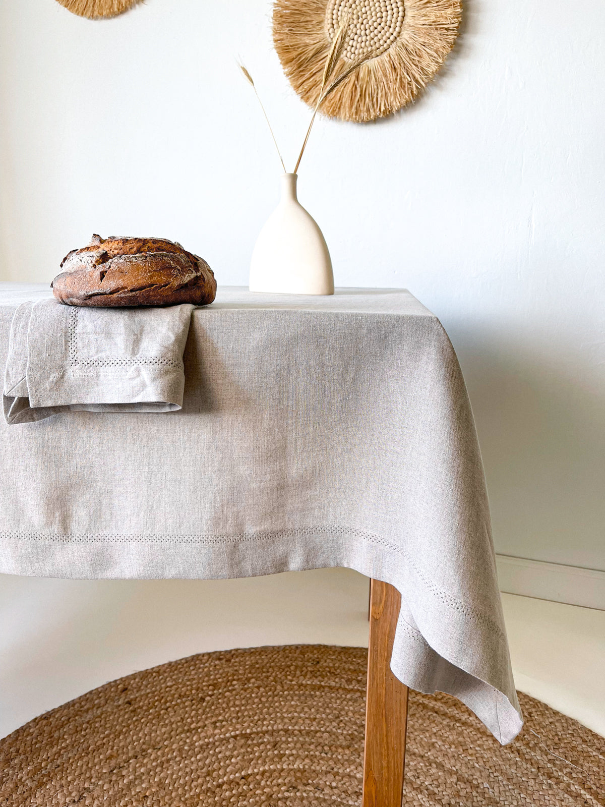 Beige Natural Flax Linen Tablecloth with Hemstitch – Linen Notes