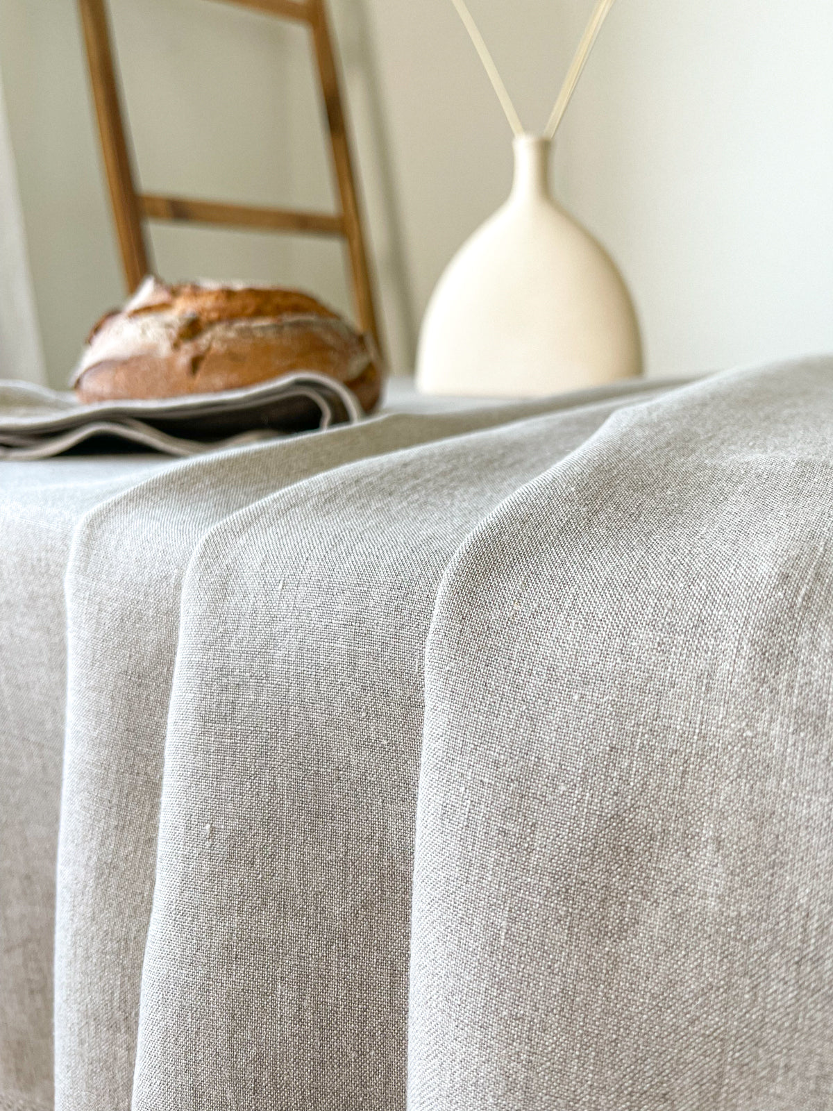 Beige Natural Flax Linen Tablecloth with Hemstitch – Linen Notes
