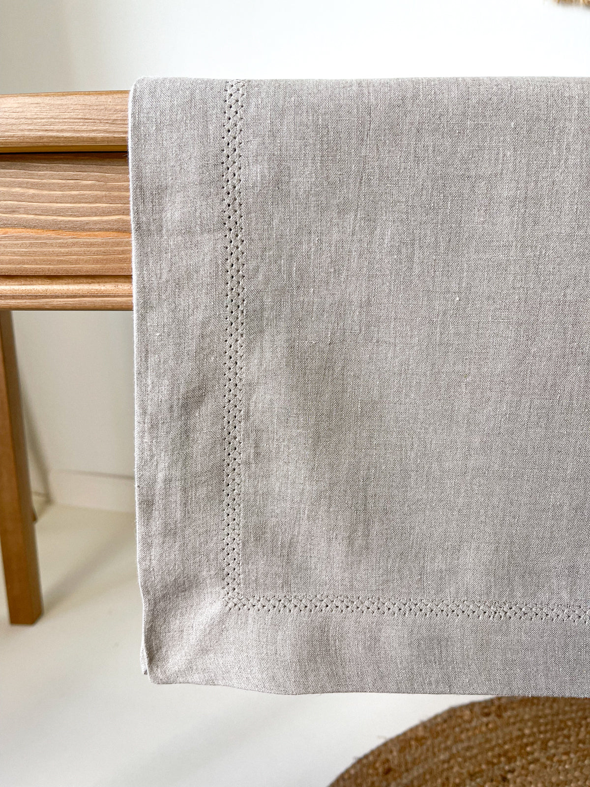 Beige Natural Flax Linen Tablecloth with Hemstitch – Linen Notes
