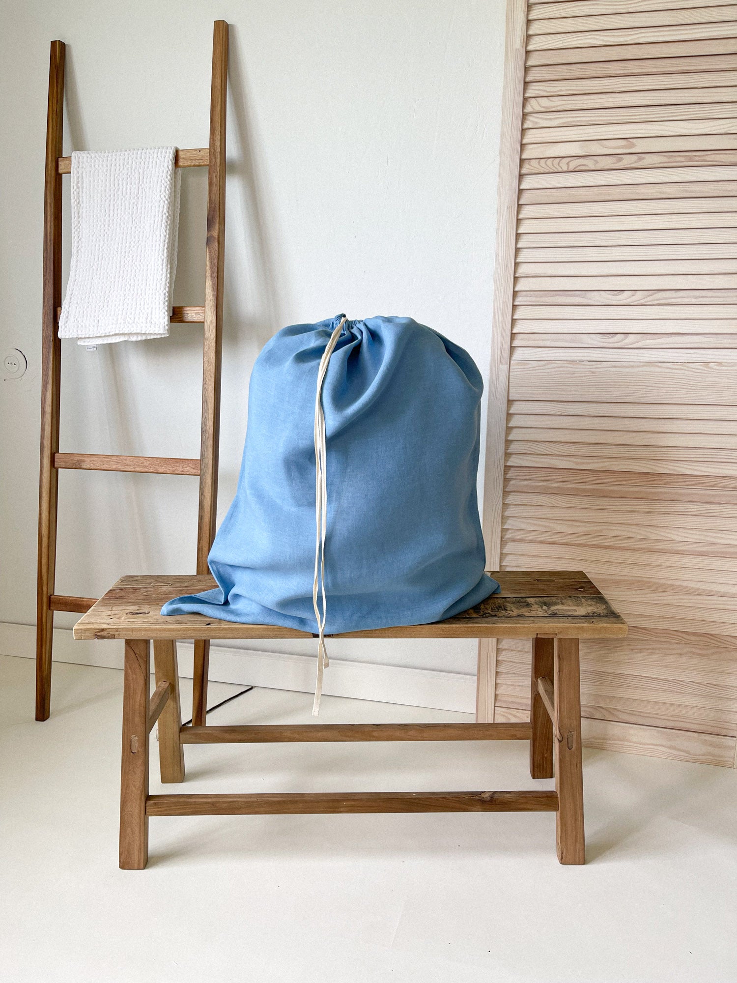 Light Blue Linen Laundry Bag with Drawstring - Fresh & Sustainable ...