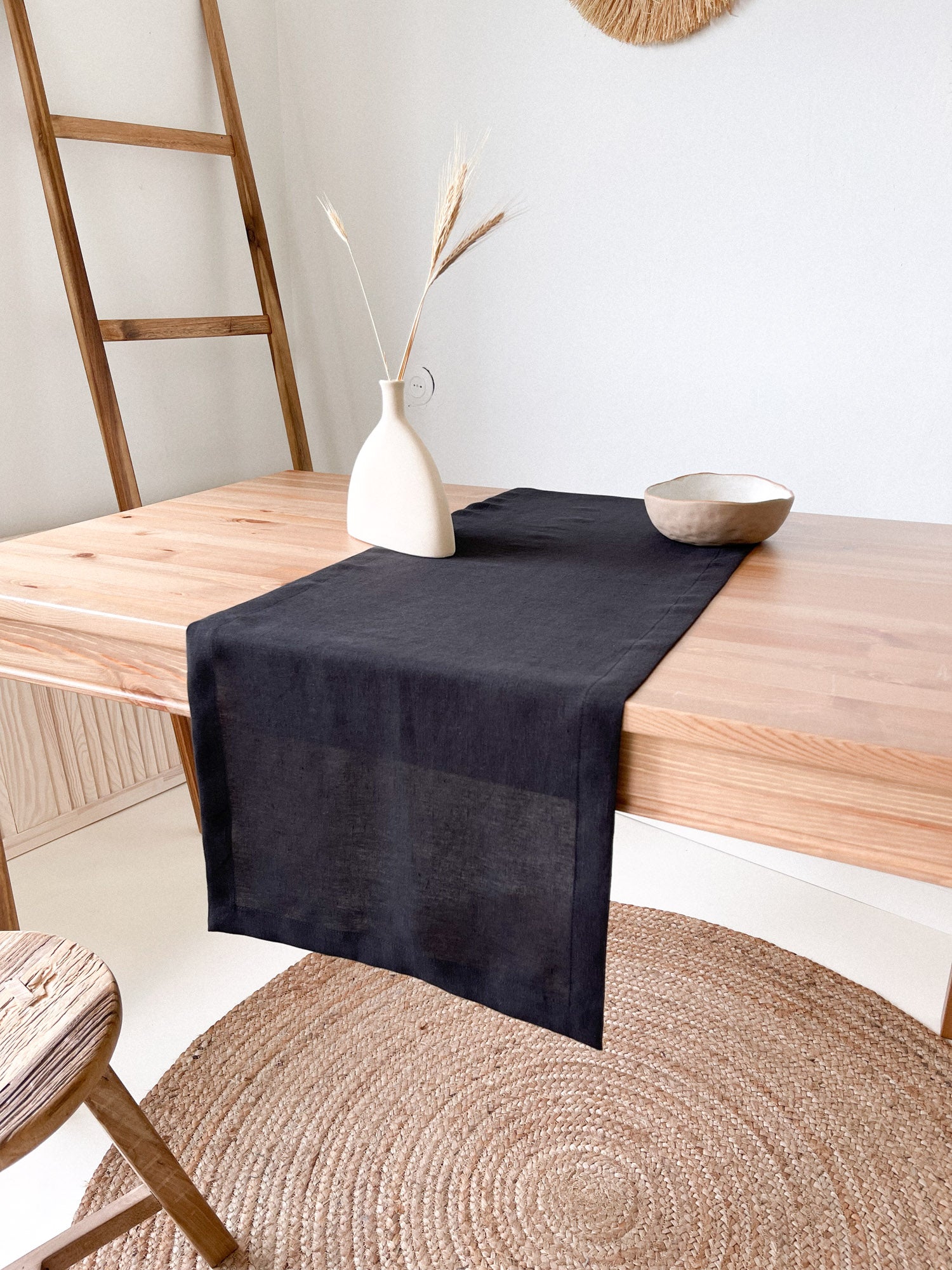 Black Linen Table Runner | Linen Notes