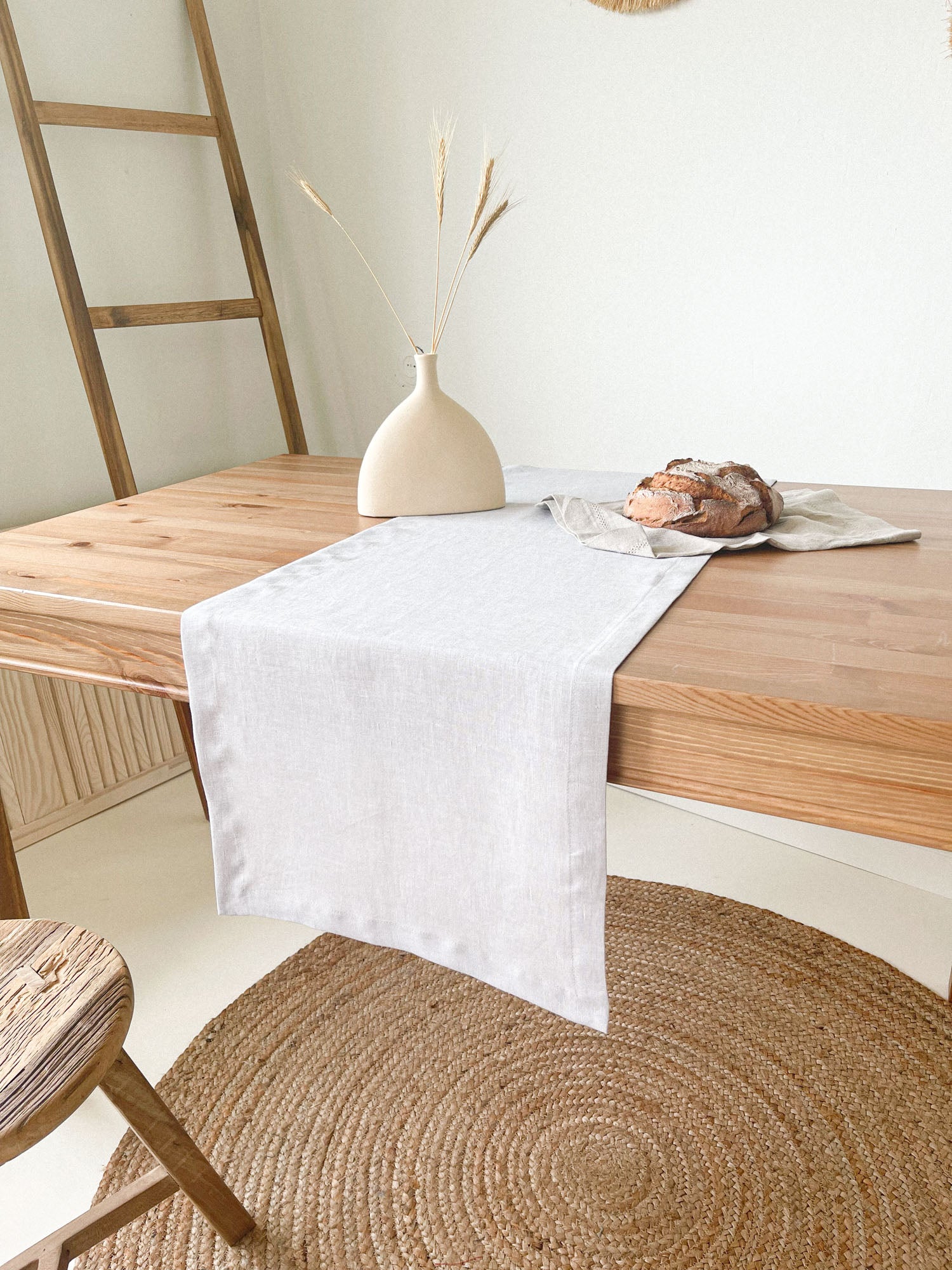 Light Grey Linen Table Runner | Linen Notes