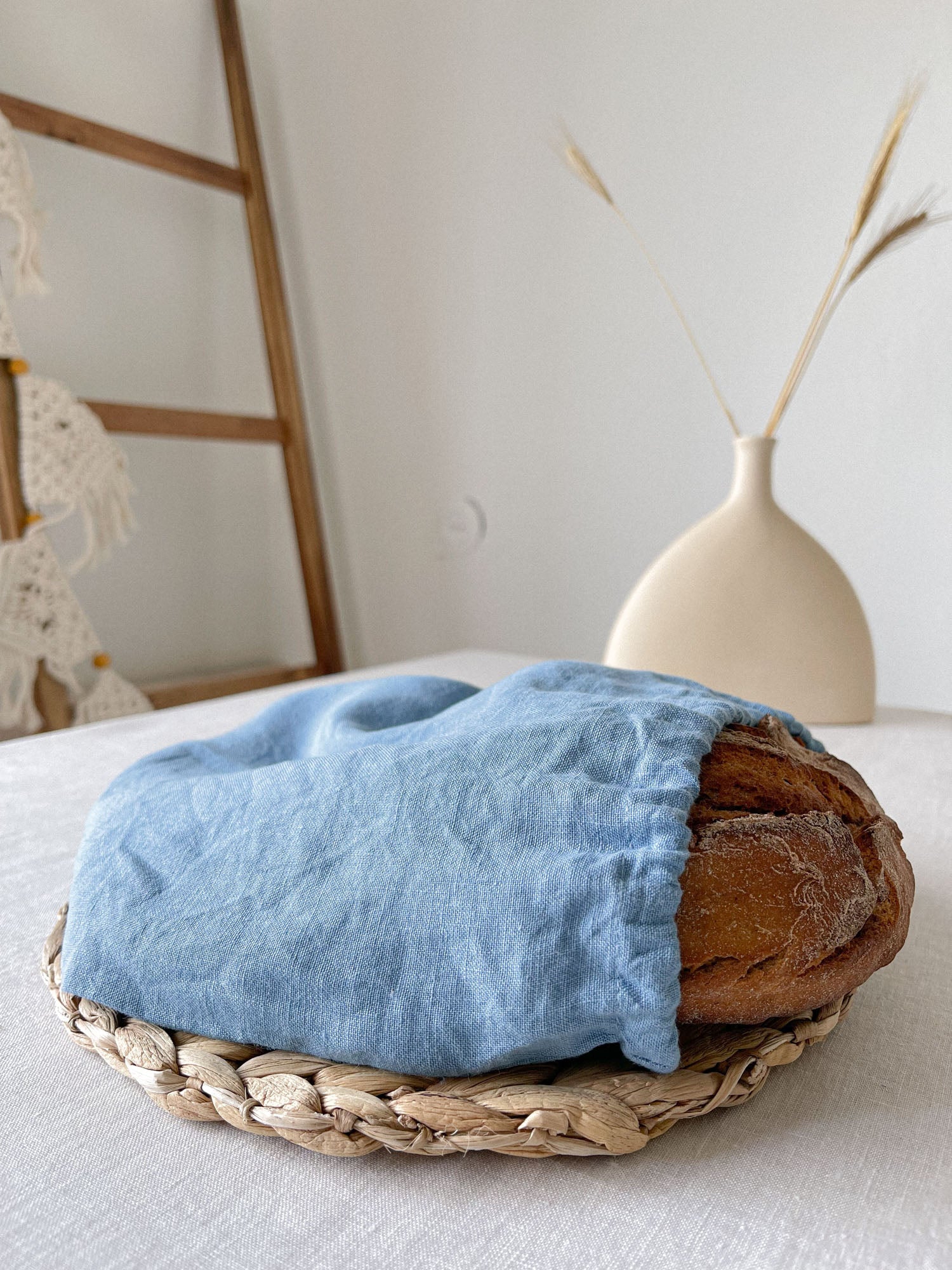 Light Blue Linen Bread Sac – Stylish & Eco-Friendly – Linen Notes