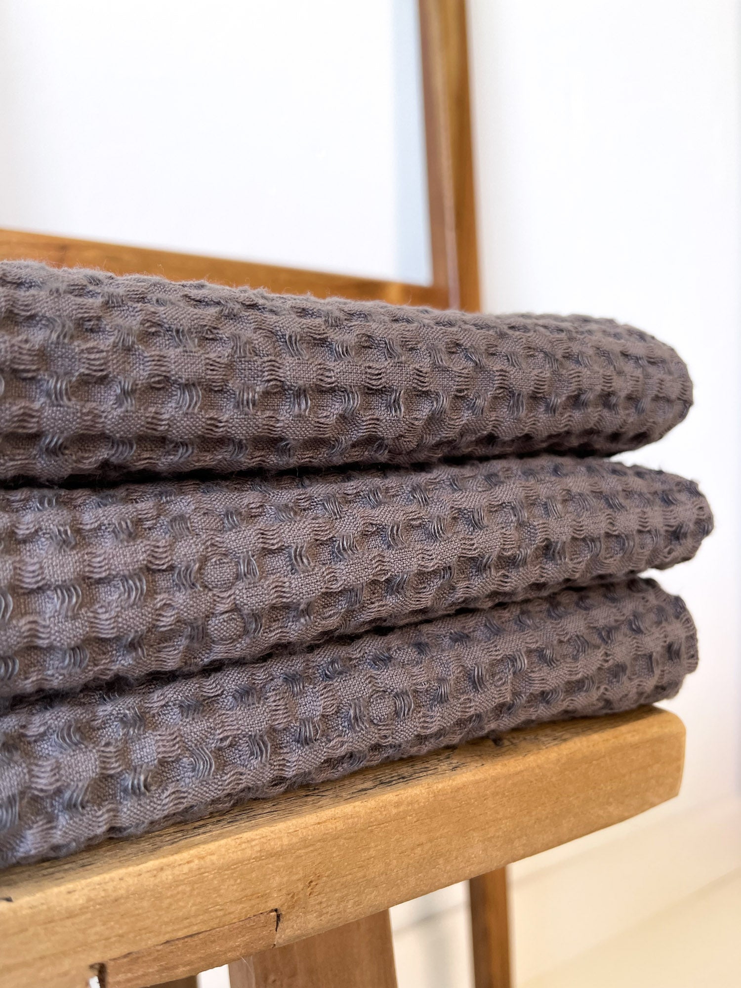 Large Dark Gray Waffle Bath Sheet – Luxuriously Soft – Linen Notes