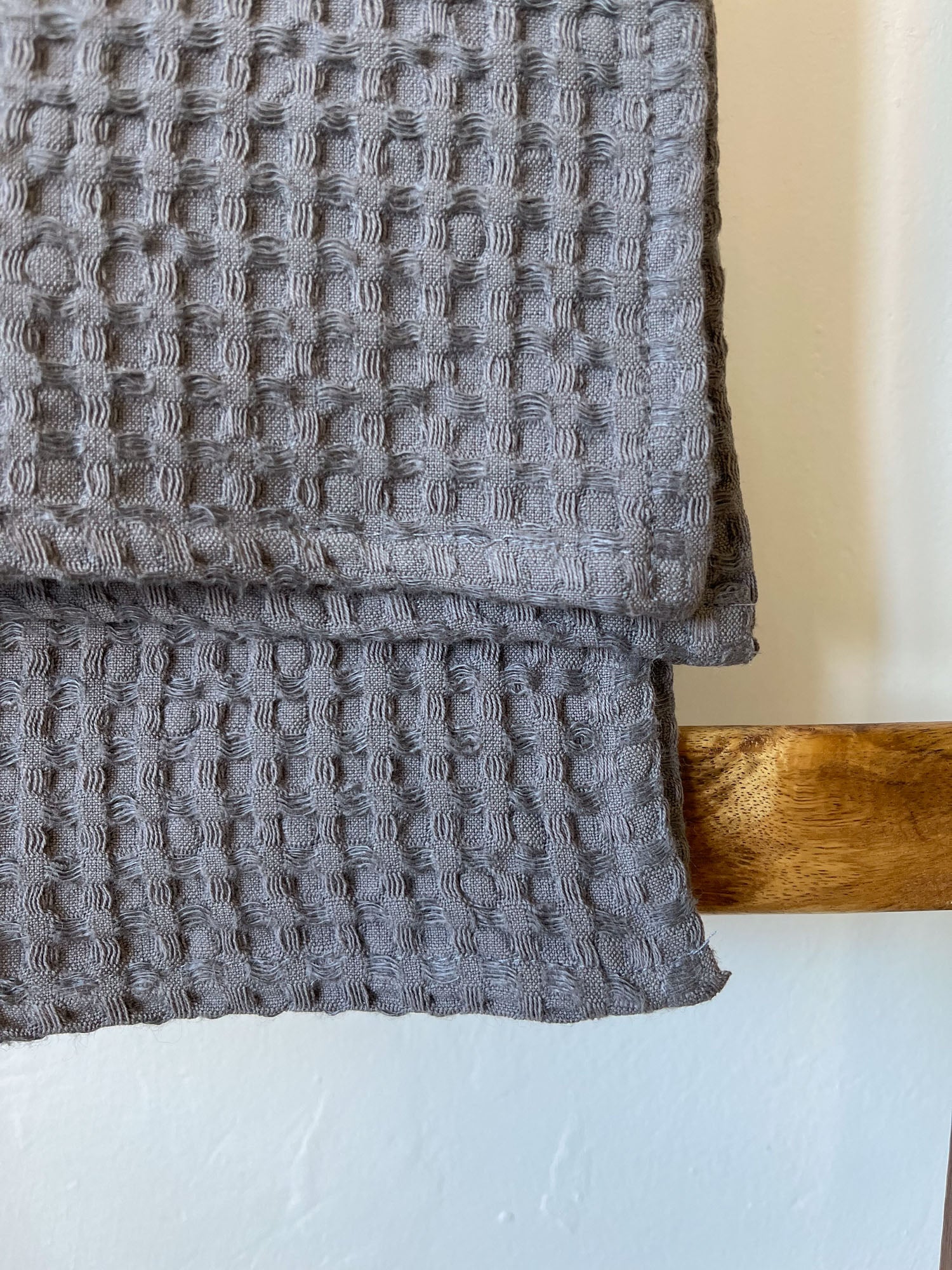 Dark Gray Waffle Hand Towels – Soft & Antimicrobial – Linen Notes