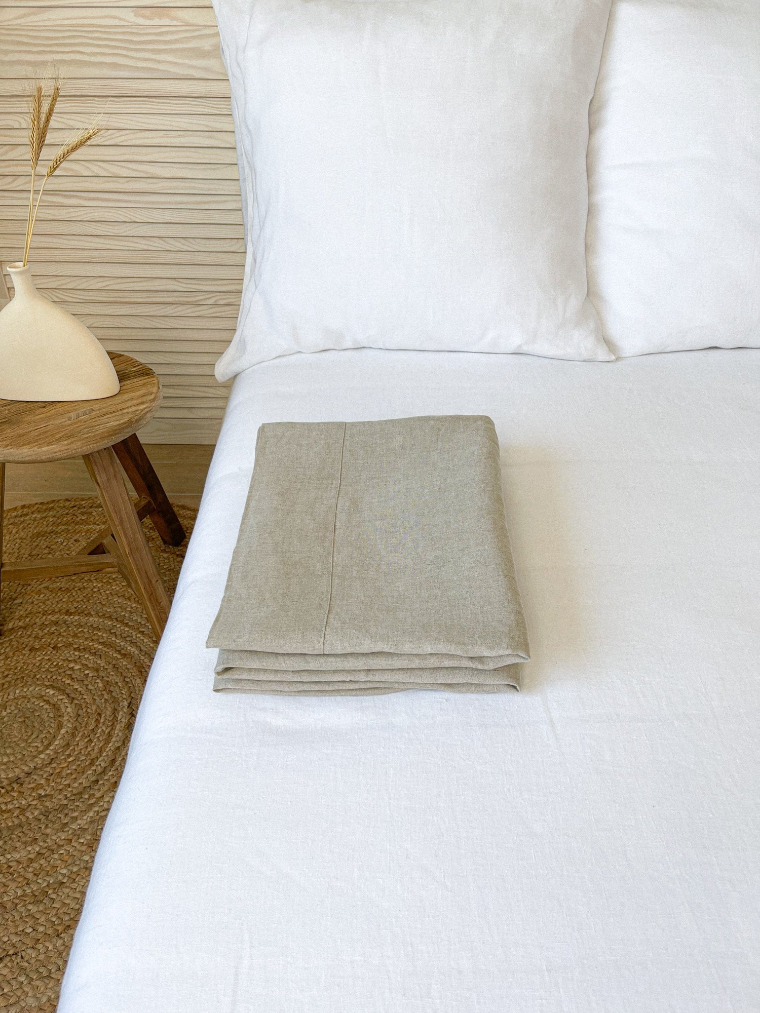 Natural Flax Beige Washed Linen Flat Sheet – Earthy & Soft – Linen Notes