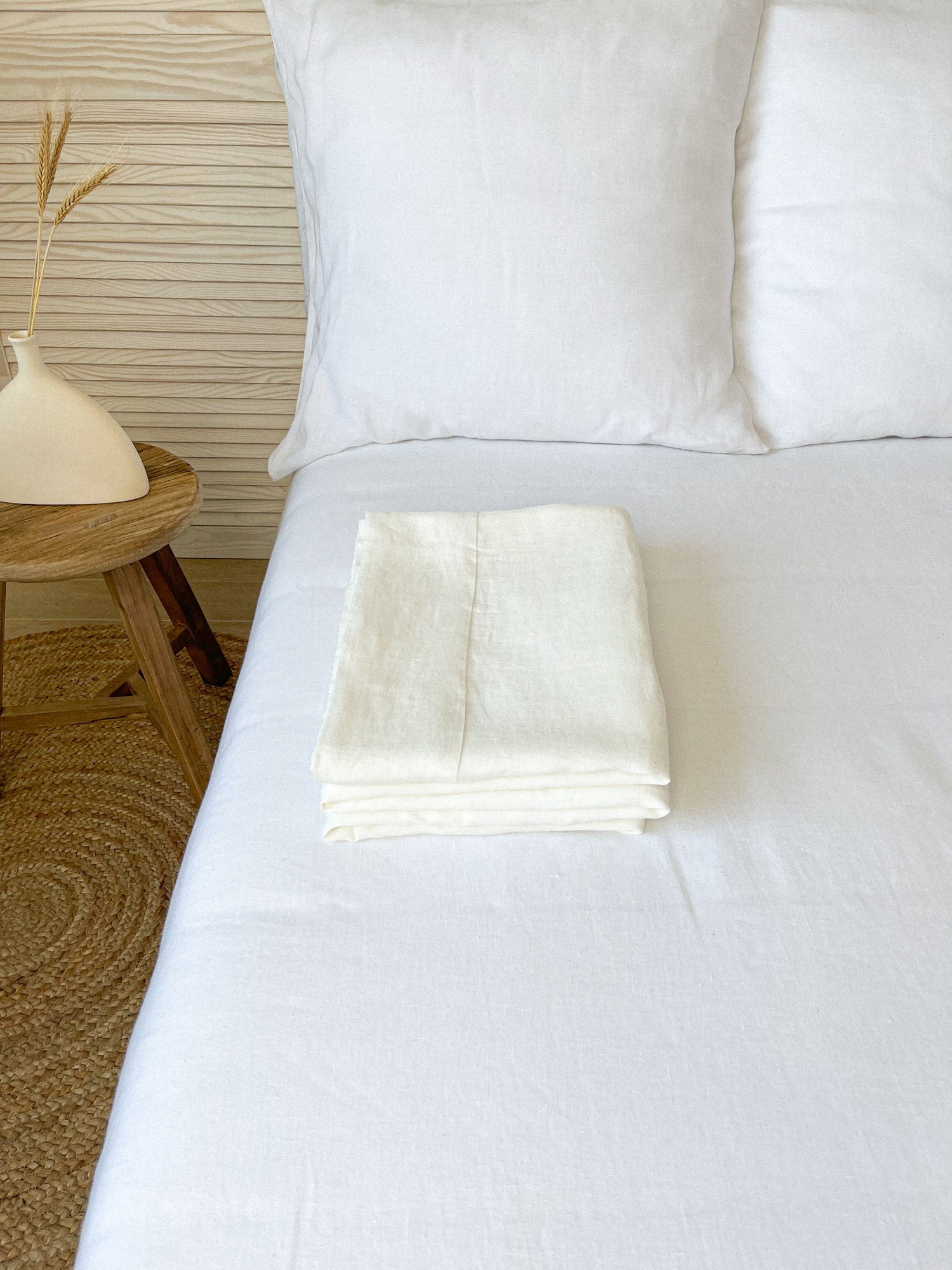Off-White Washed Linen Flat Sheet – Elegant & Cozy – Linen Notes